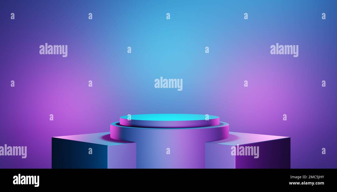 3d rendering of purple and blue abstract geometric background. Scene ...