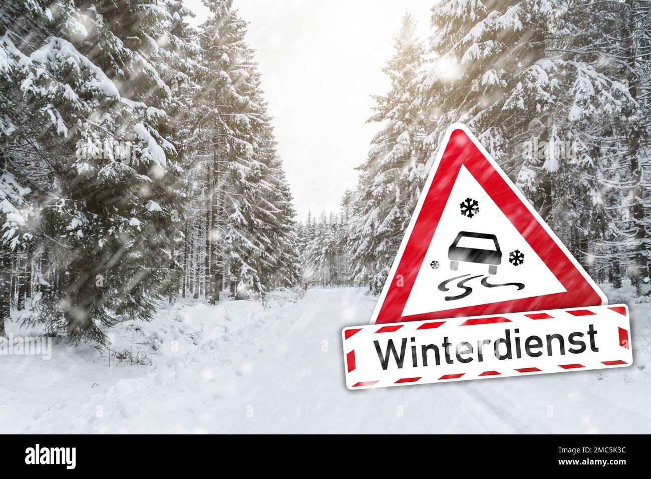 traffic sign German word Winterdienst (winter services) for winter time ...