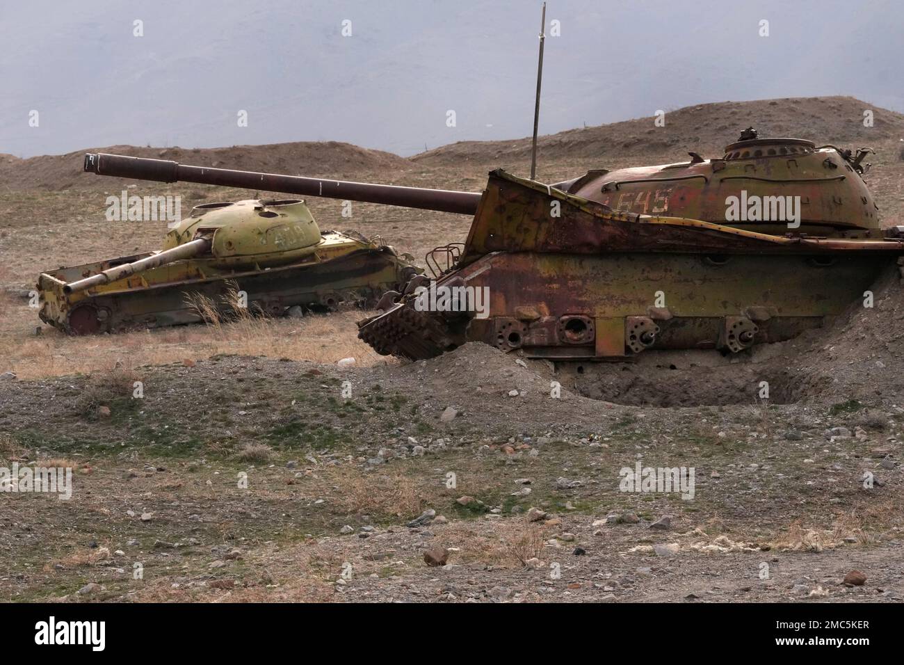 Old destroyed Soviet tanks used during the Soviet occupation which were ...