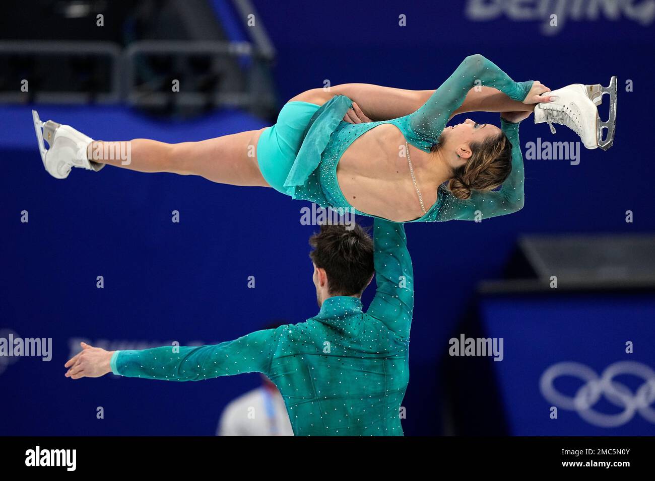 Laura Barquero and Marco Zandron, of Spain, compete in the pairs free ...