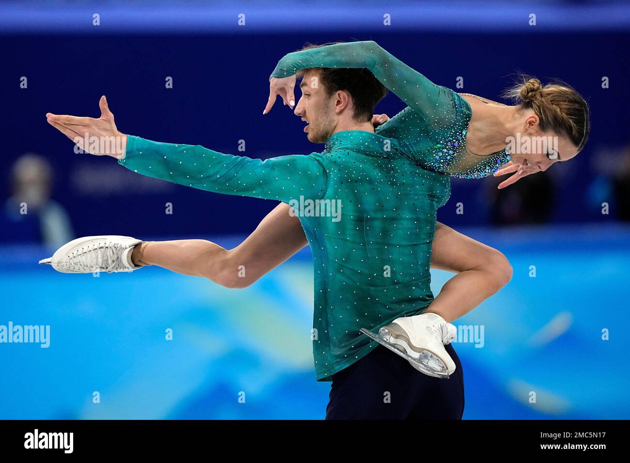 Laura Barquero and Marco Zandron, of Spain, compete in the pairs free ...