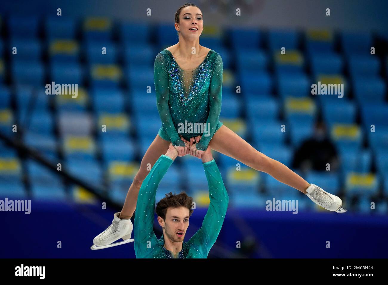 Laura Barquero and Marco Zandron, of Spain, compete in the pairs free ...
