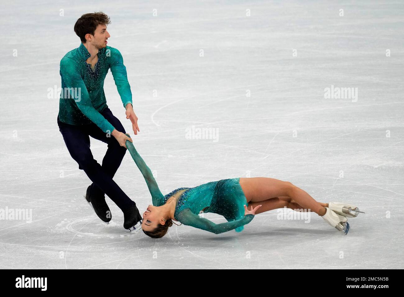 Laura Barquero and Marco Zandron, of Spain, compete in the pairs free ...