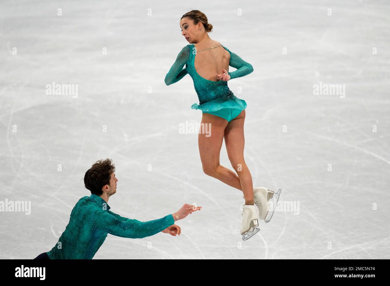 Laura Barquero and Marco Zandron, of Spain, compete in the pairs free ...