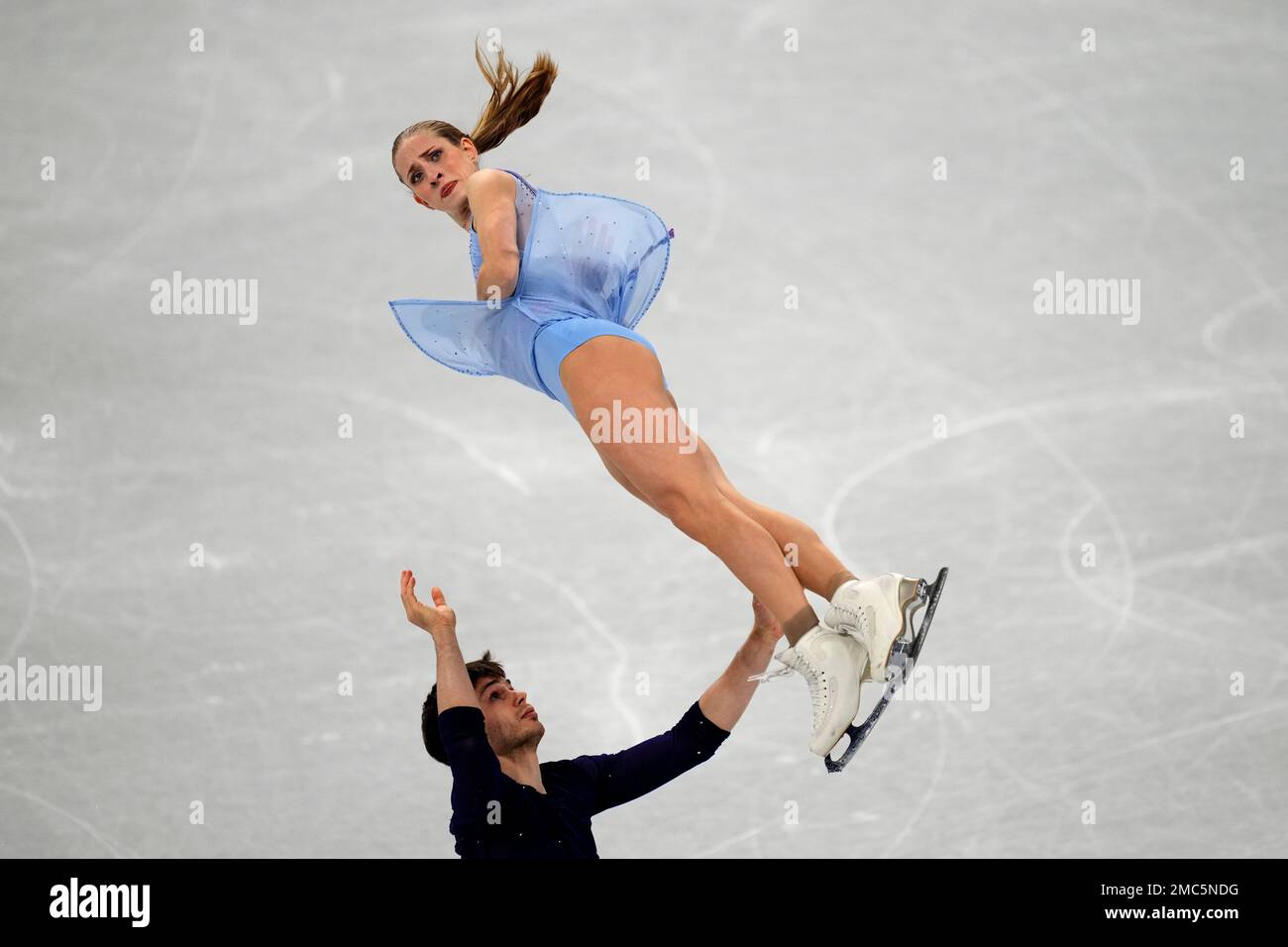 Minerva Fabienne Hase and Nolan Seegert, of Germany, compete in the ...