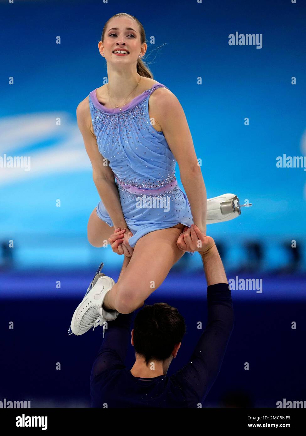 Minerva Fabienne Hase and Nolan Seegert, of Germany, compete in the ...