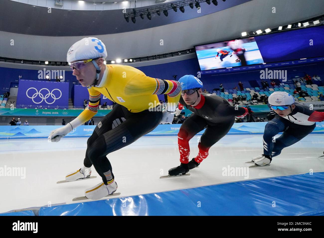 Bart Swings of Belgium, center, leads athletes as they compete during ...