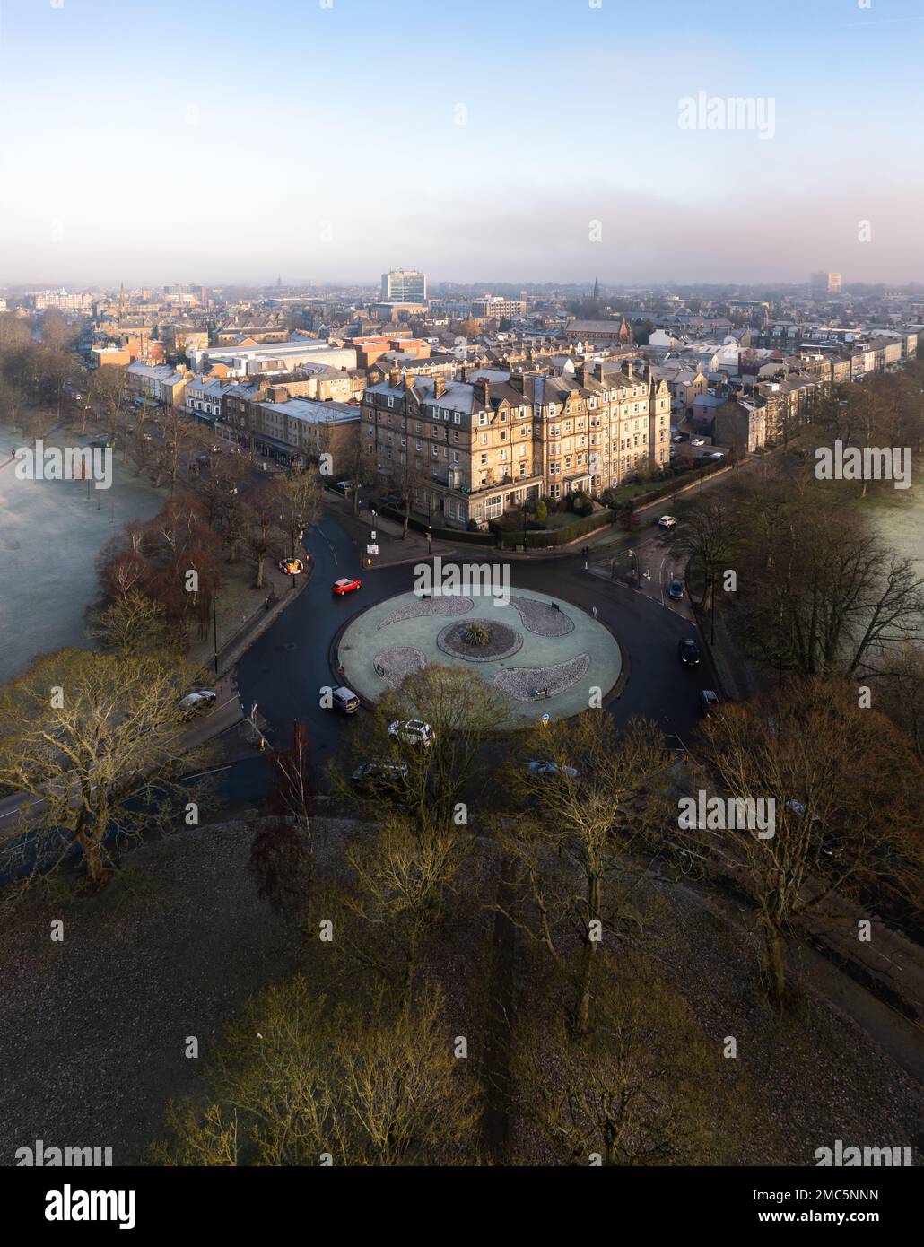 Aerial landscape view of the North Yorkshire Spa town of harrogate with ...
