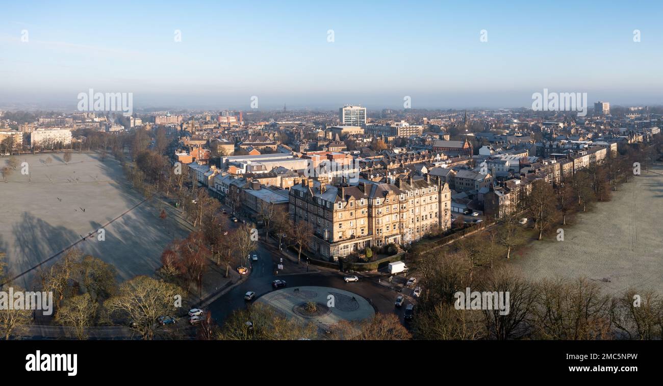 Aerial landscape view of the North Yorkshire Spa town of harrogate with ...