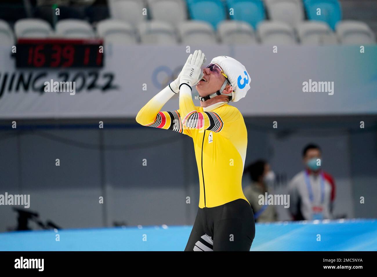 Bart Swings of Belgium reacts after winning the gold medal in the men's ...