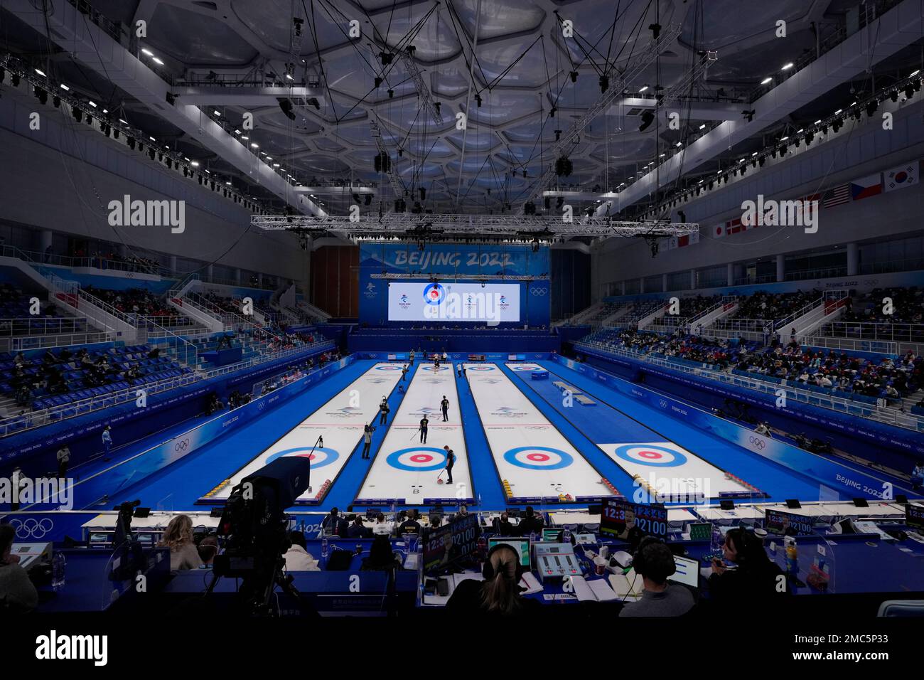 Sweden and Britain compete in the men's curling final match at the ...