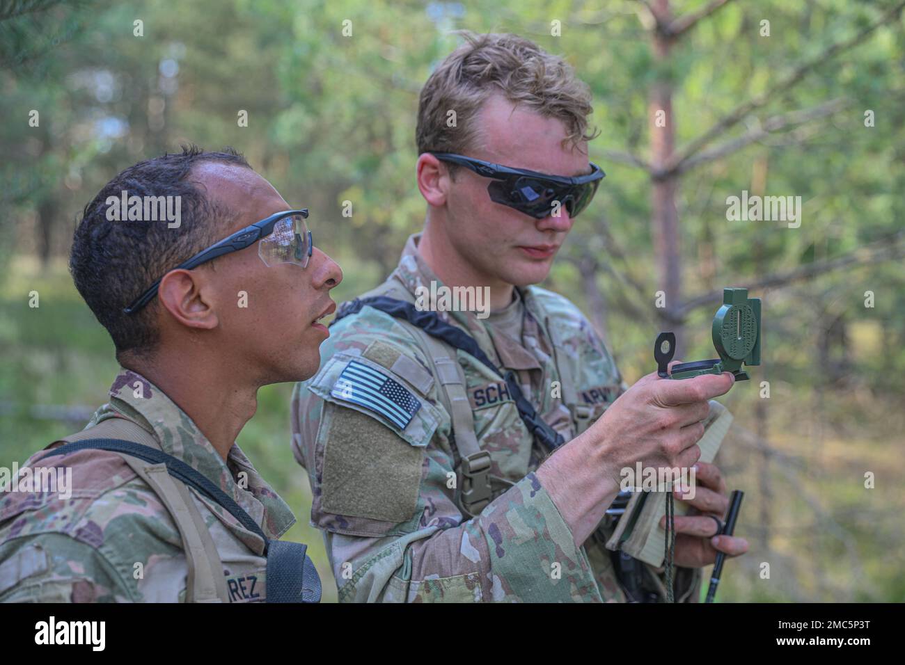 From left, U.S. Army 1st Lt. Mitsu Ramírez and U.S. Army Pfc. Jackson ...