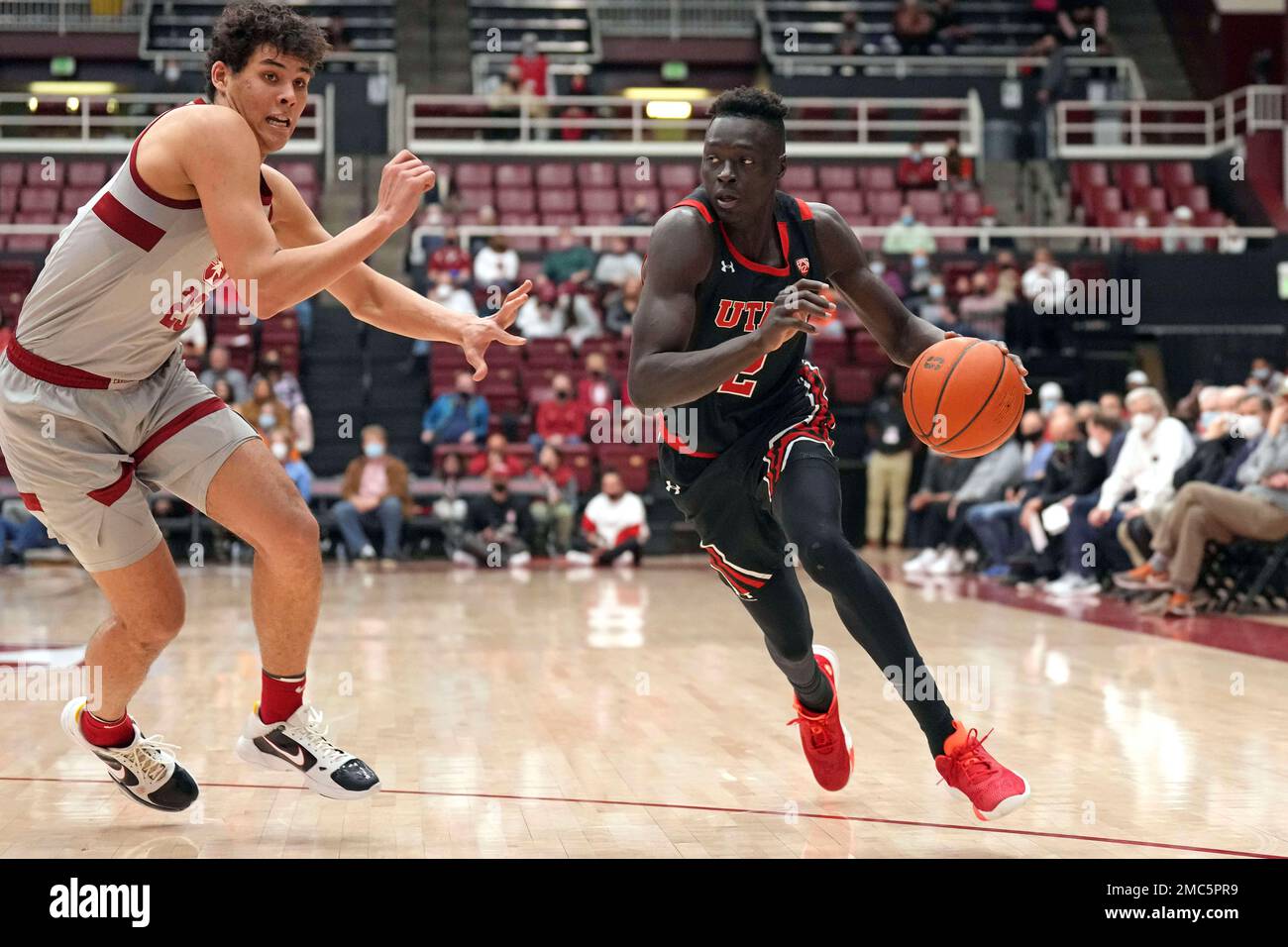 Utah guard Both Gach dribbles while being defended by Stanford forward ...