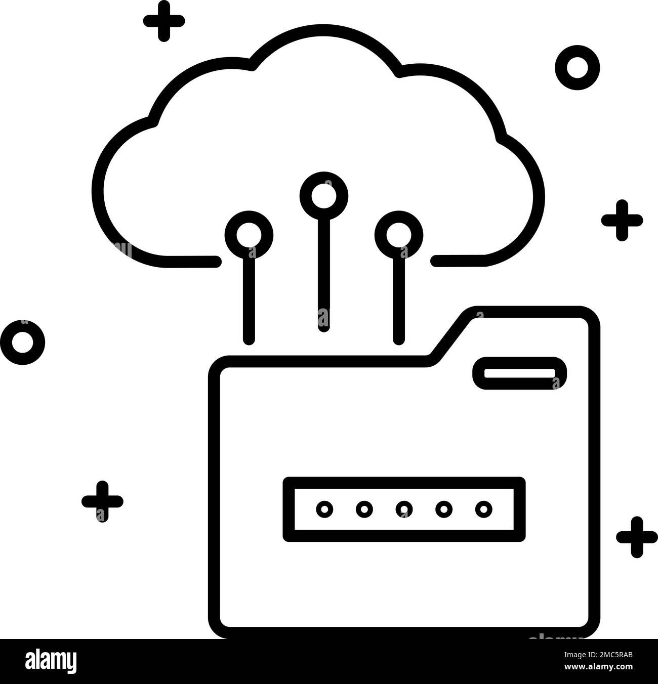 Cloud, data, foolder, line vector icon on transparent background. Outline Cloud, data, foolder ...