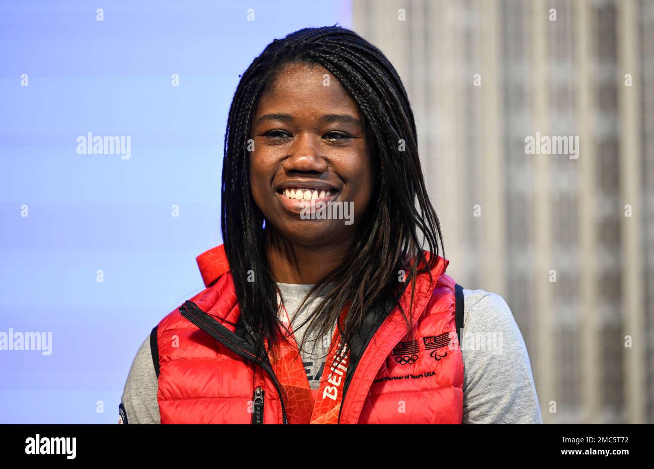 U.S. speed skater and Beijing 2022 Olympics gold medalist Erin Jackson ...