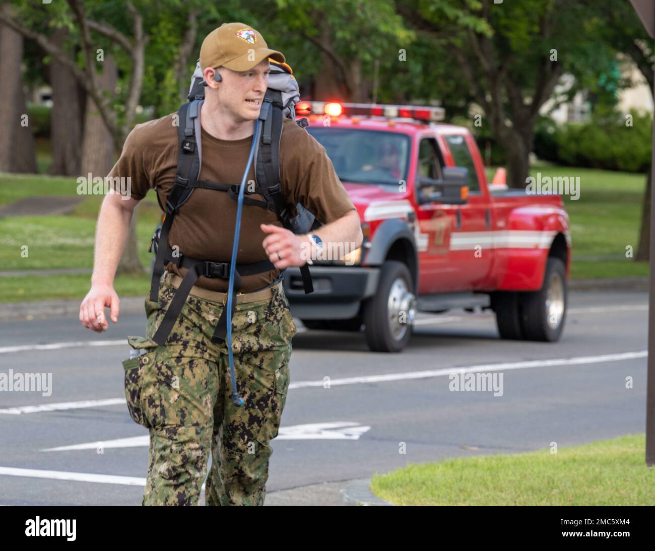 A participant completes the Norwegian Foot March in 1st place with just ...