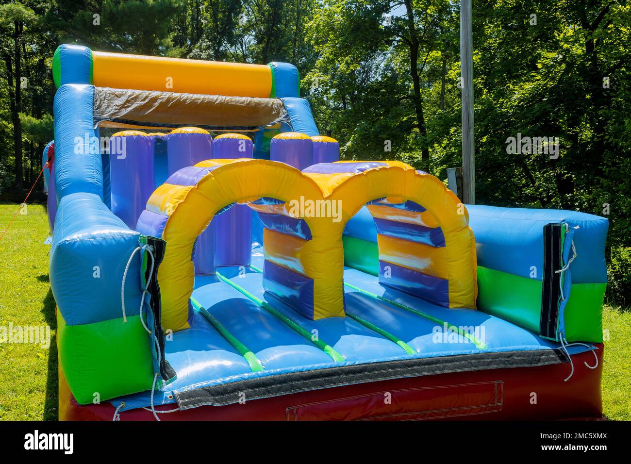 Inflatable attraction at playground for children in park to enjoy Stock ...