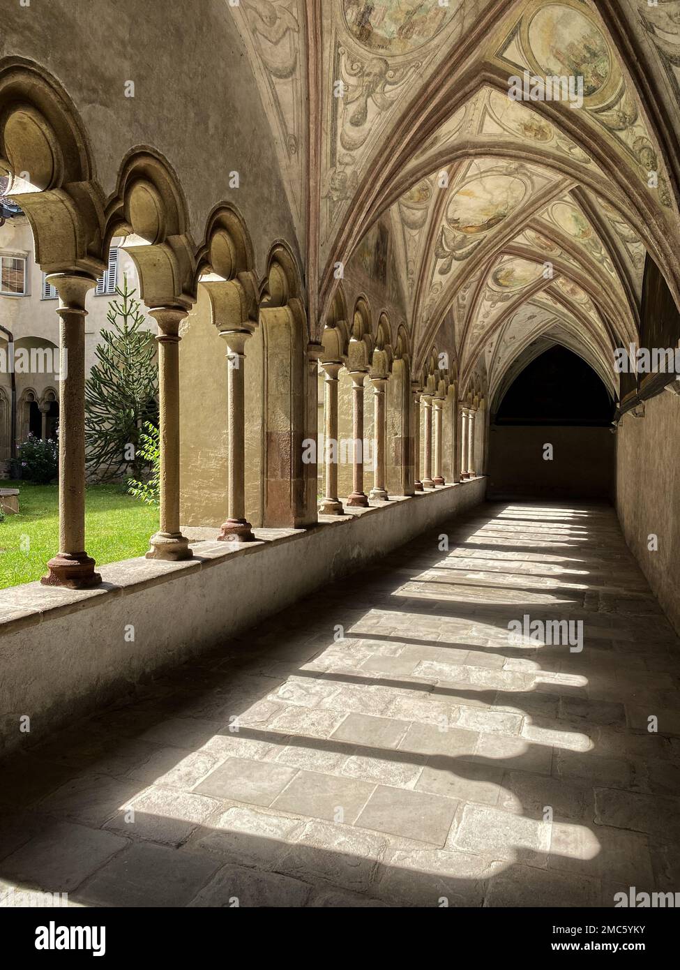 Gothic architecture and arches in indoor monastery hi-res stock ...