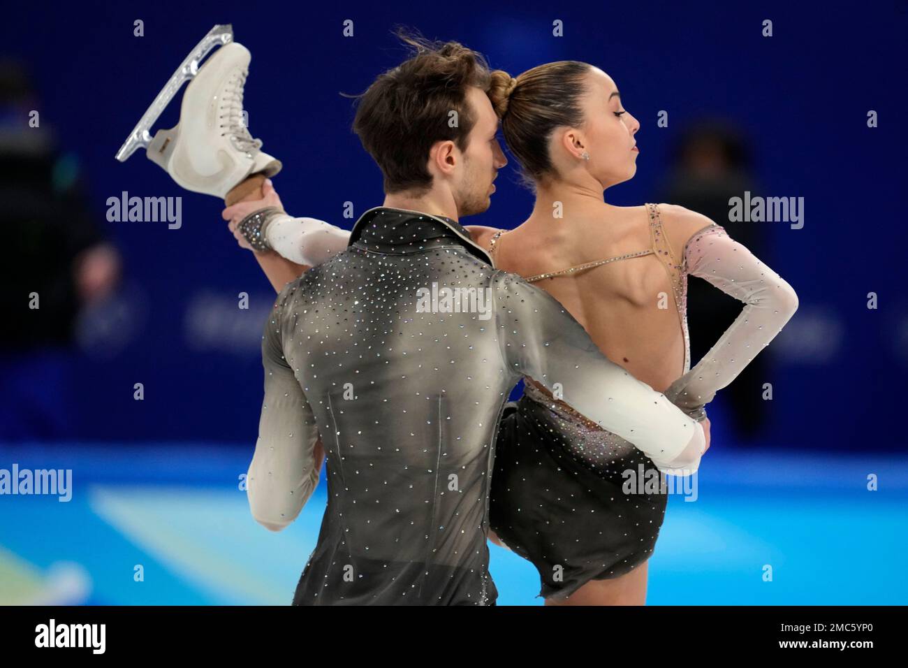 Laura Barquero and Marco Zandron, of Spain, compete in the pairs short ...