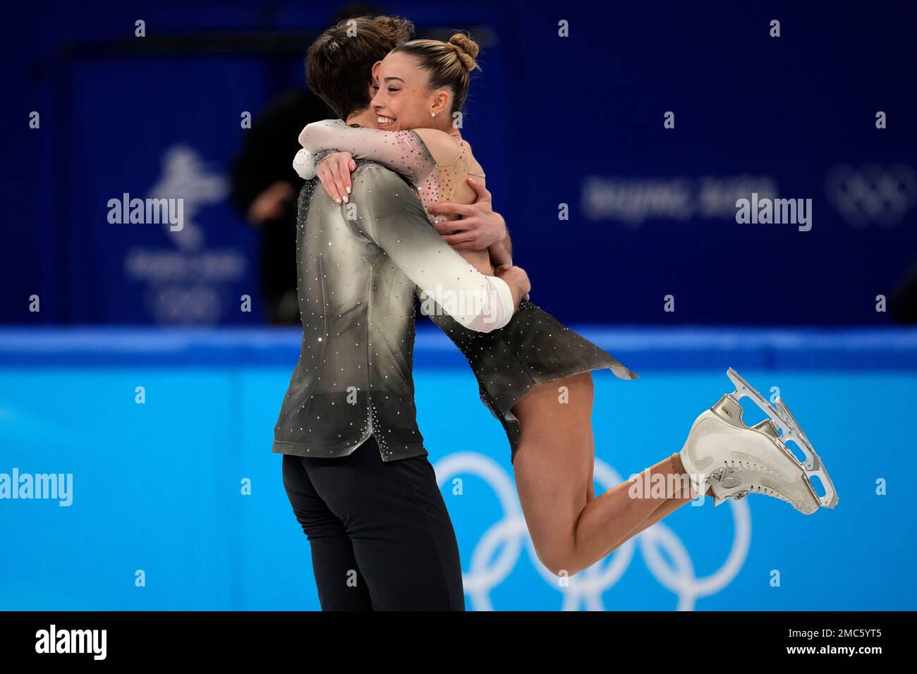 Laura Barquero and Marco Zandron, of Spain, compete in the pairs short ...