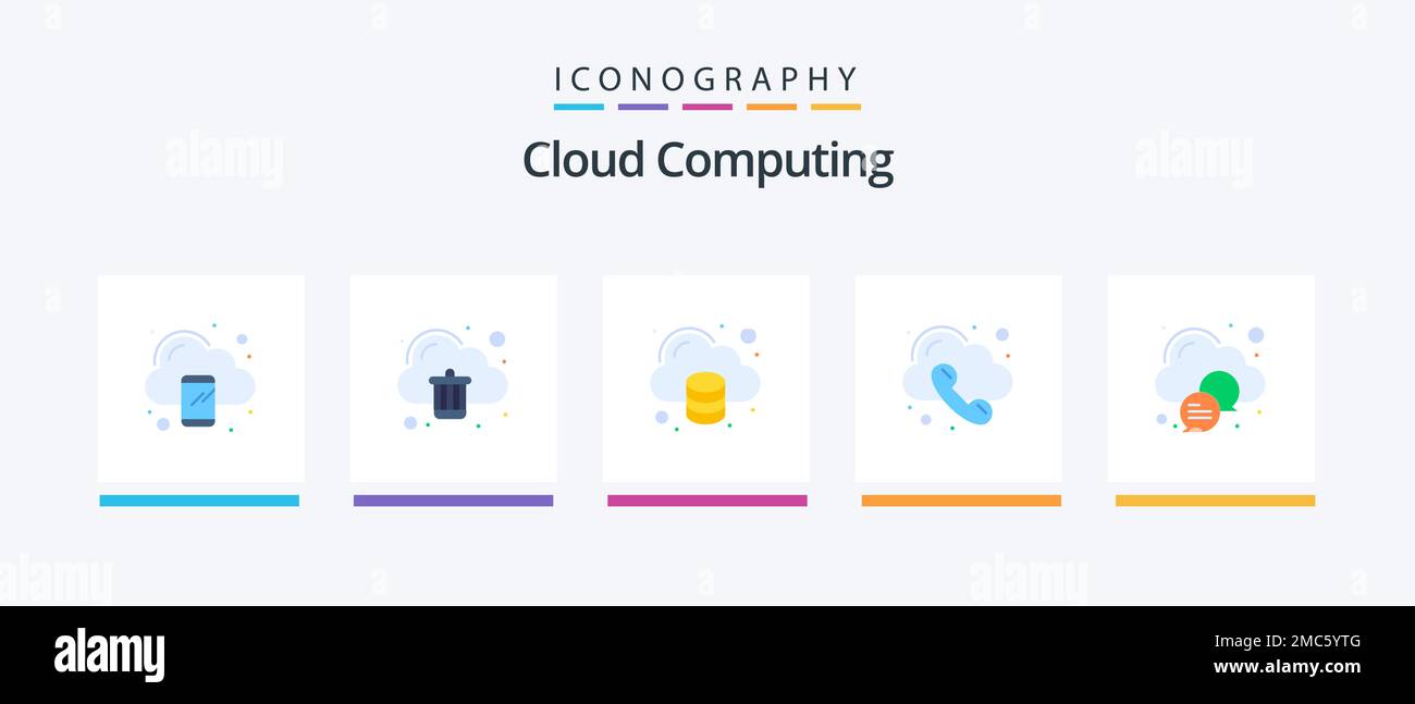 Cloud Computing Flat 5 Icon Pack Including cloud. telephone. cloud ...