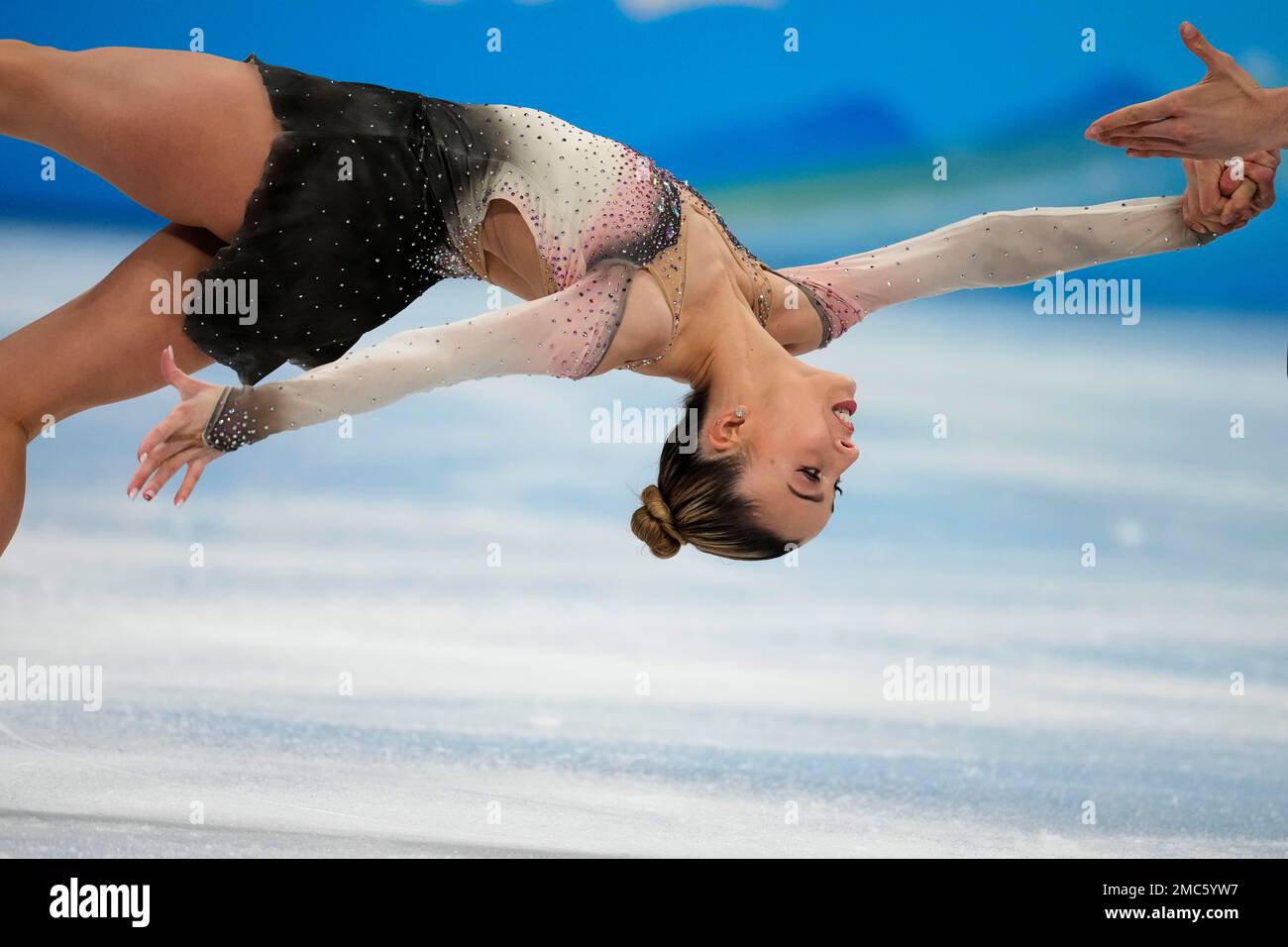 Laura Barquero and Marco Zandron, of Spain, compete in the pairs short ...