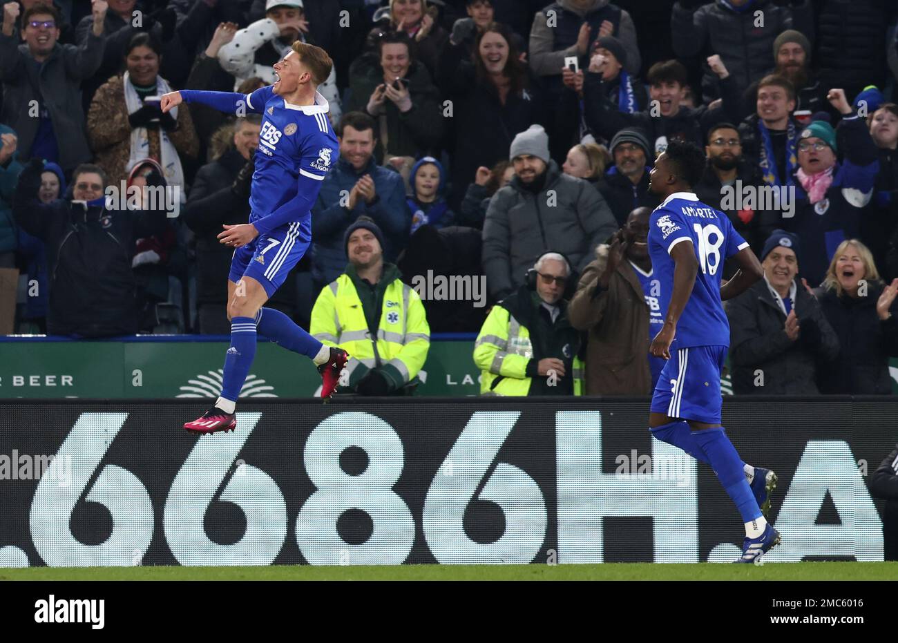 Leicester, England, 21st January 2023. Harvey Barnes of Leicester City ...