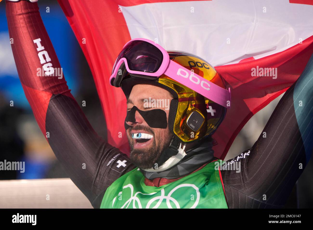 Switzerland's Ryan Regez celebrates after winning a gold medal in the ...