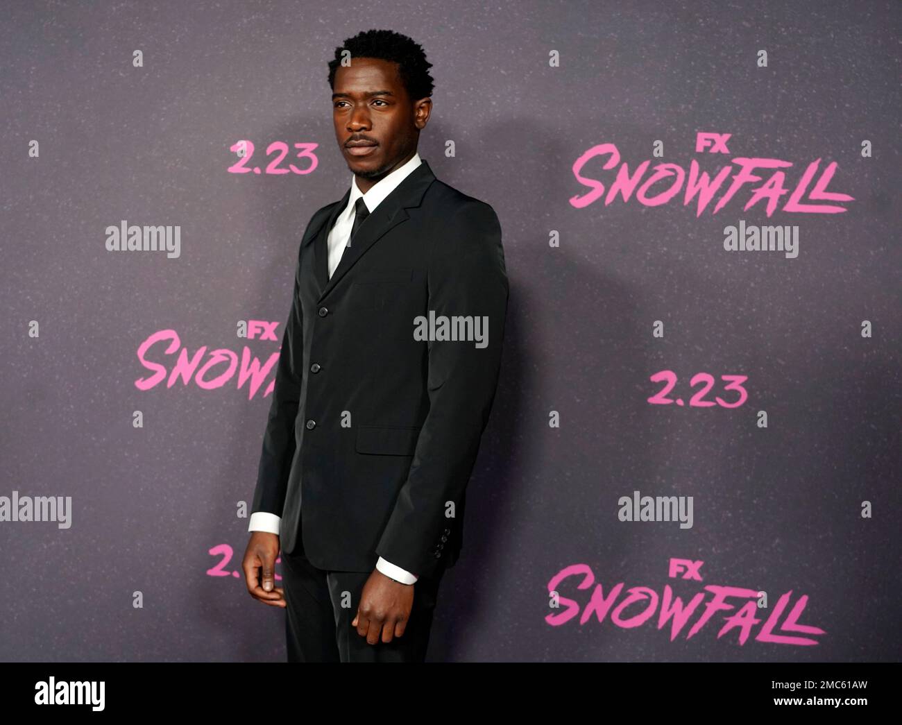Damson Idris, star of "Snowfall," poses at the season five premiere of ...