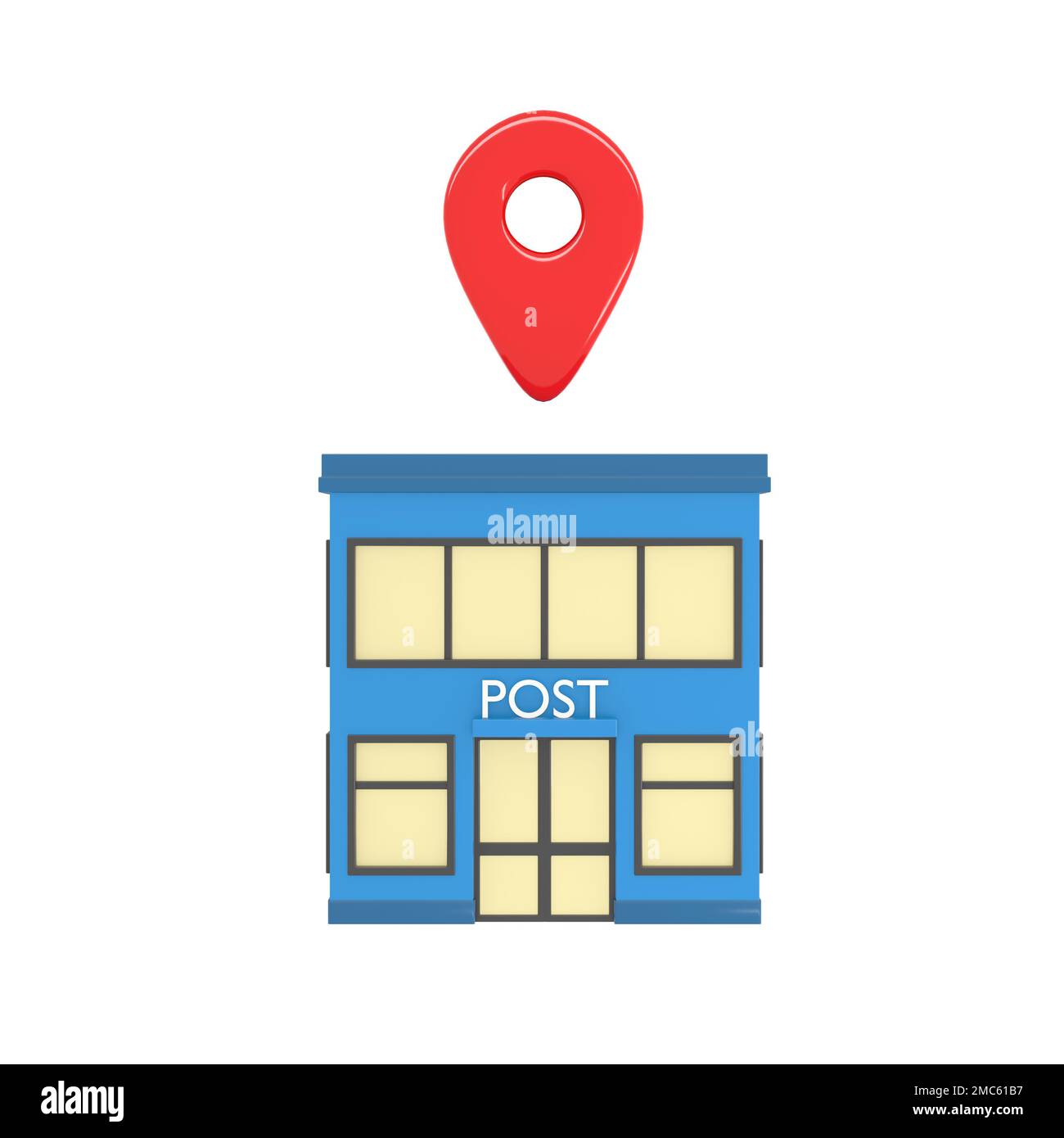 post office building exterior with pin cartoon style 3d rendering Stock ...