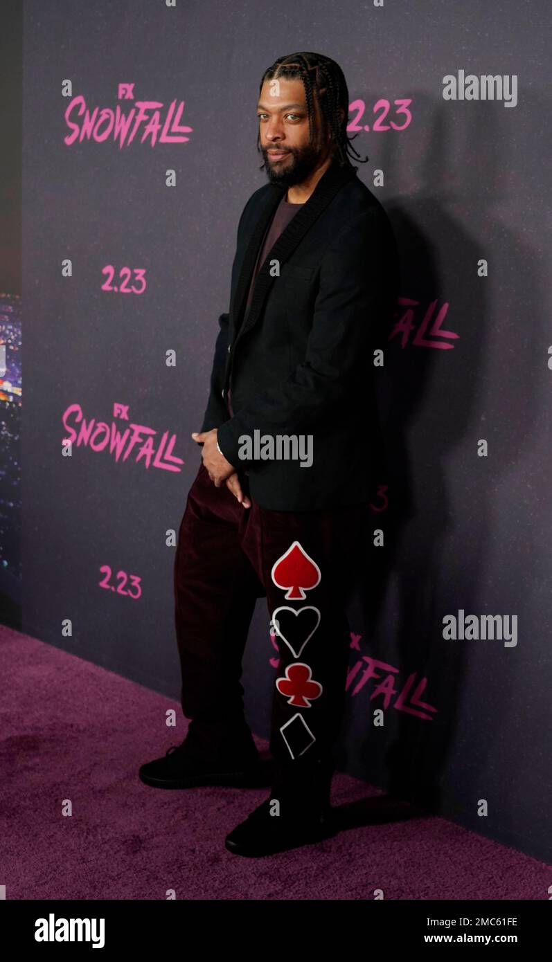 DeRay Davis, a cast member in "Snowfall," poses at the season five ...