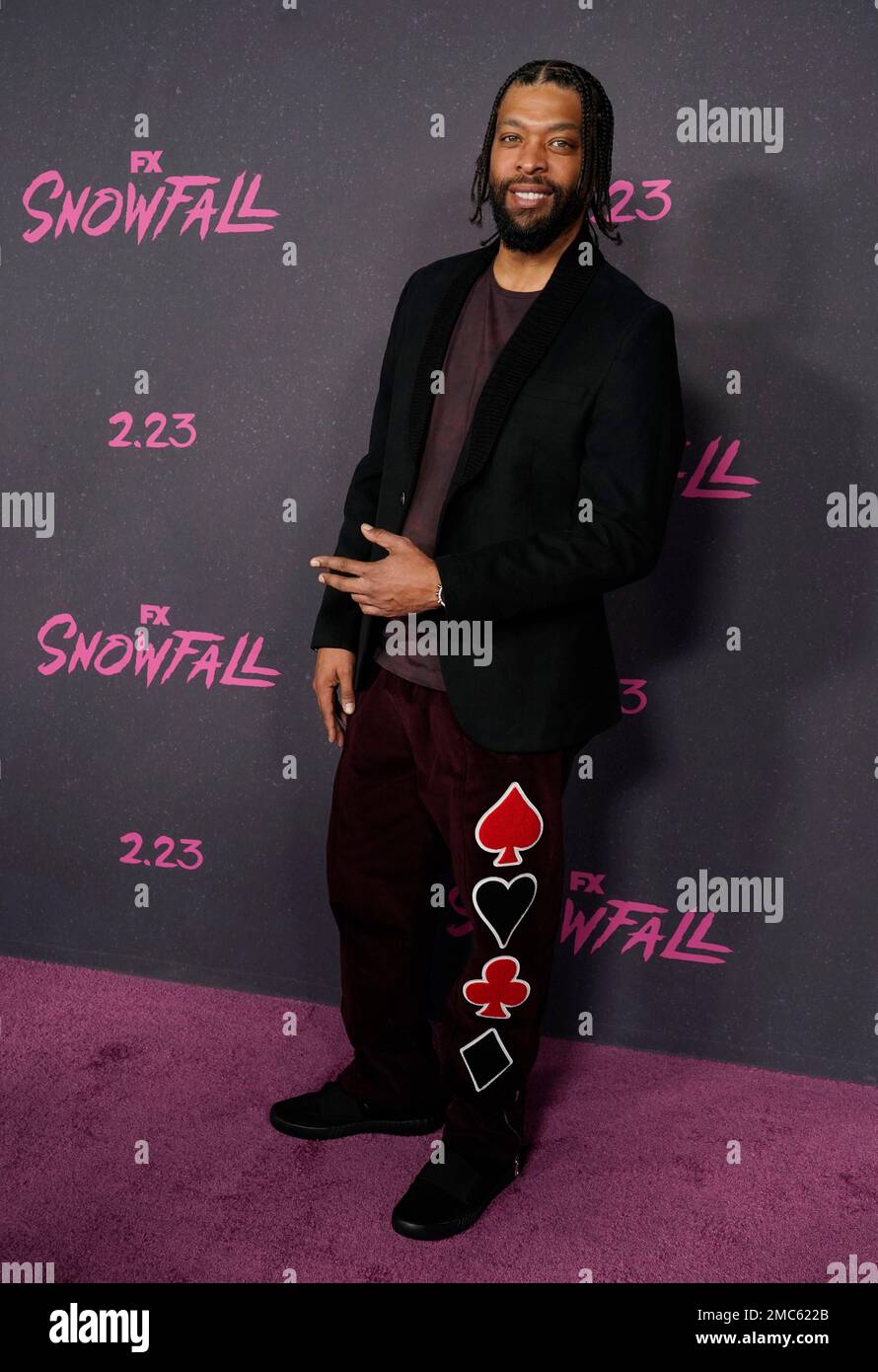 DeRay Davis, a cast member in "Snowfall," poses at the season five ...