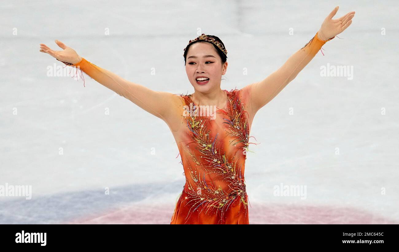 Wakaba Higuchi, of Japan, competes in the women's free skate program ...