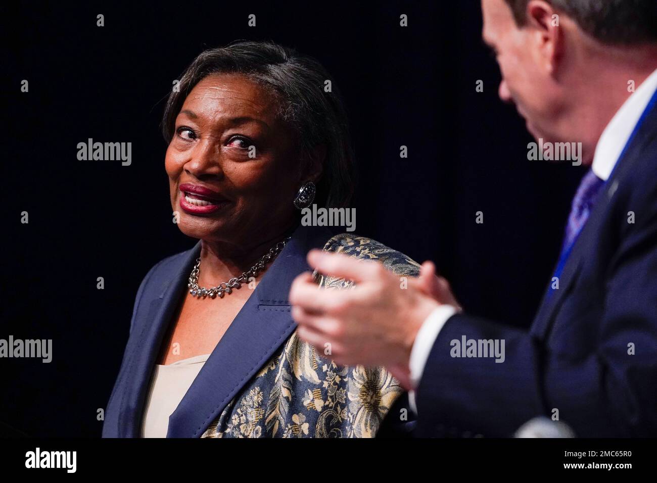 State Senate Majority Leader Andrea Stewart-Cousins speaks during the ...
