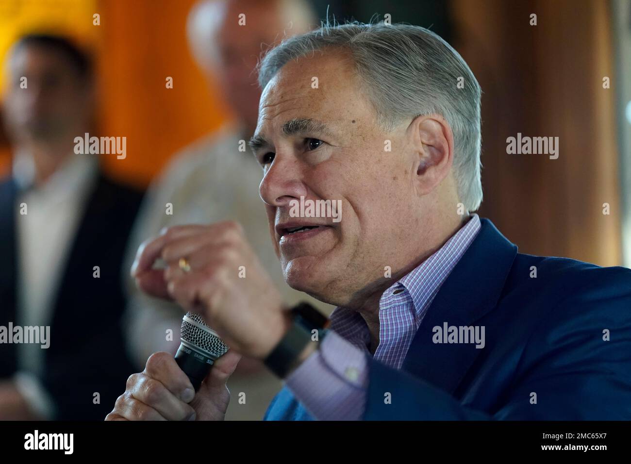 Texas Gov. Greg Abbott speaks to supporters during a campaign stop ...