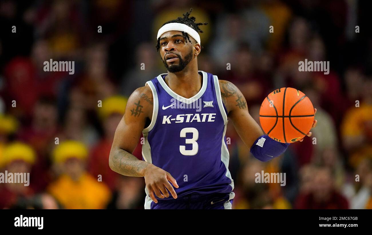 Kansas State guard Selton Miguel drives up court during an NCAA college ...
