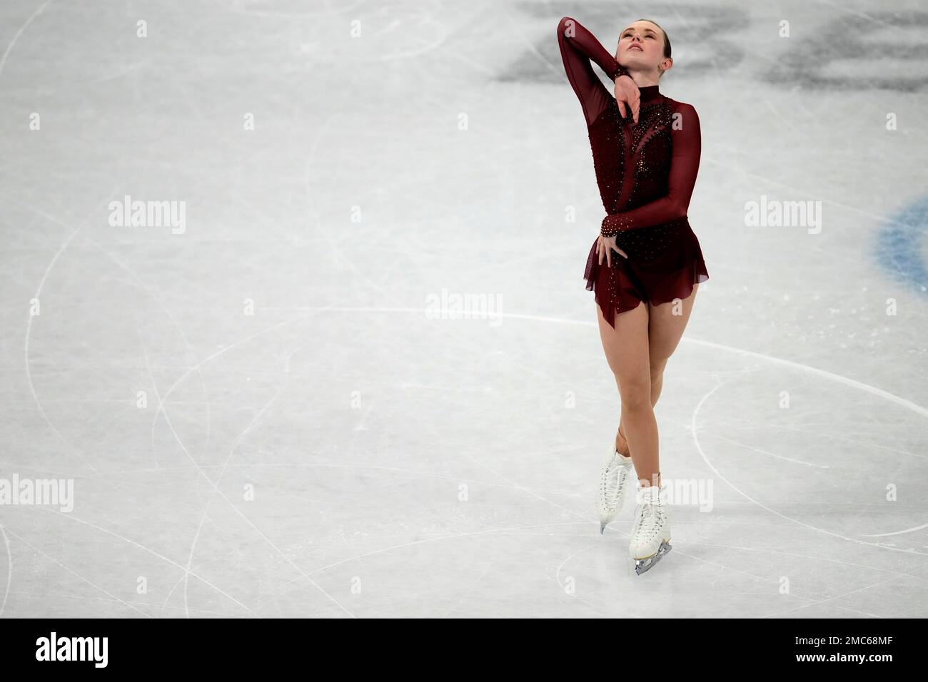 Mariah Bell, of the United States, competes in the women's free skate ...