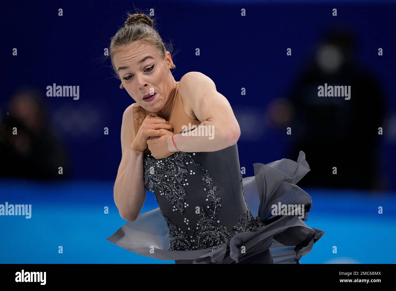 Anastasiia Gubanova, of Georgia, competes in the women's free skate ...