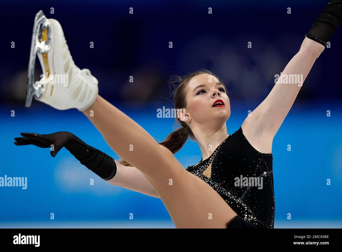 Viktoriia Safonova, of Belarus, competes in the women's free skate ...