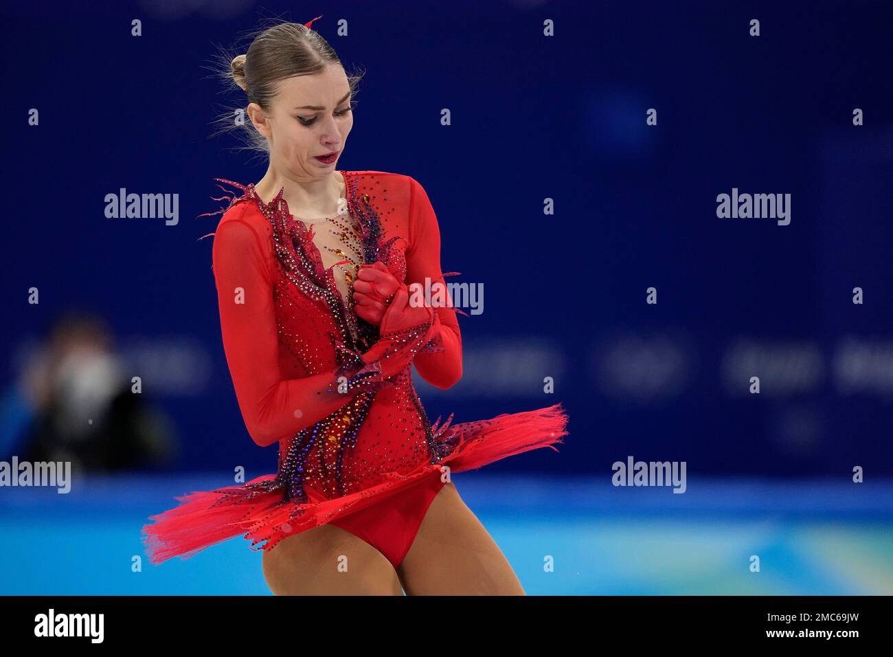 Alexandra Feigin, of Bulgaria, competes in the women's free skate ...