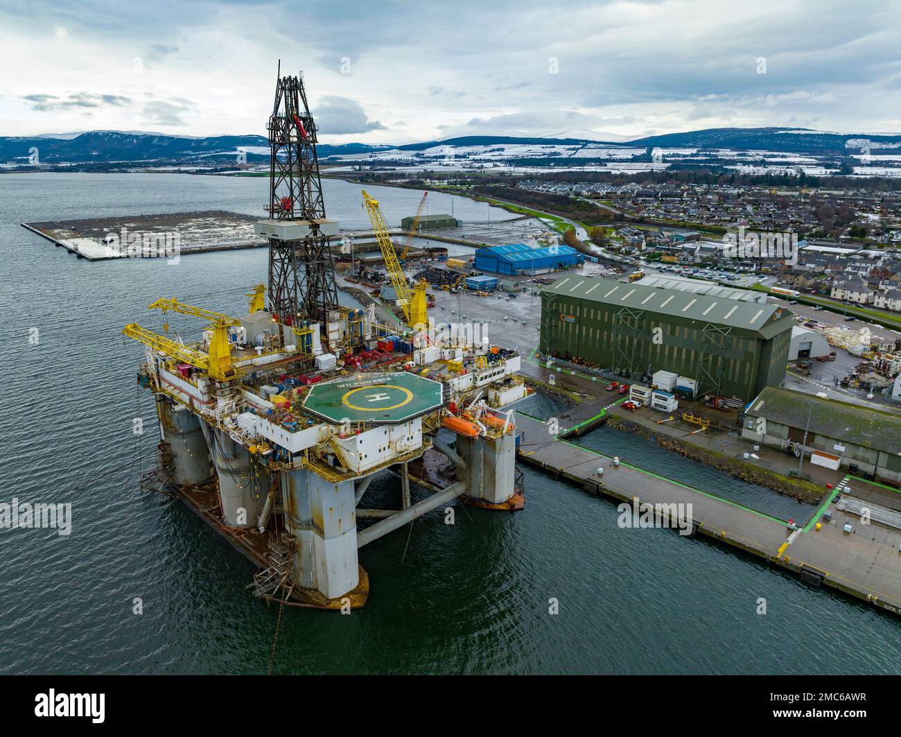 Invergordon, Scotland, UK. 21 January 2023. Aerial views of Port of ...