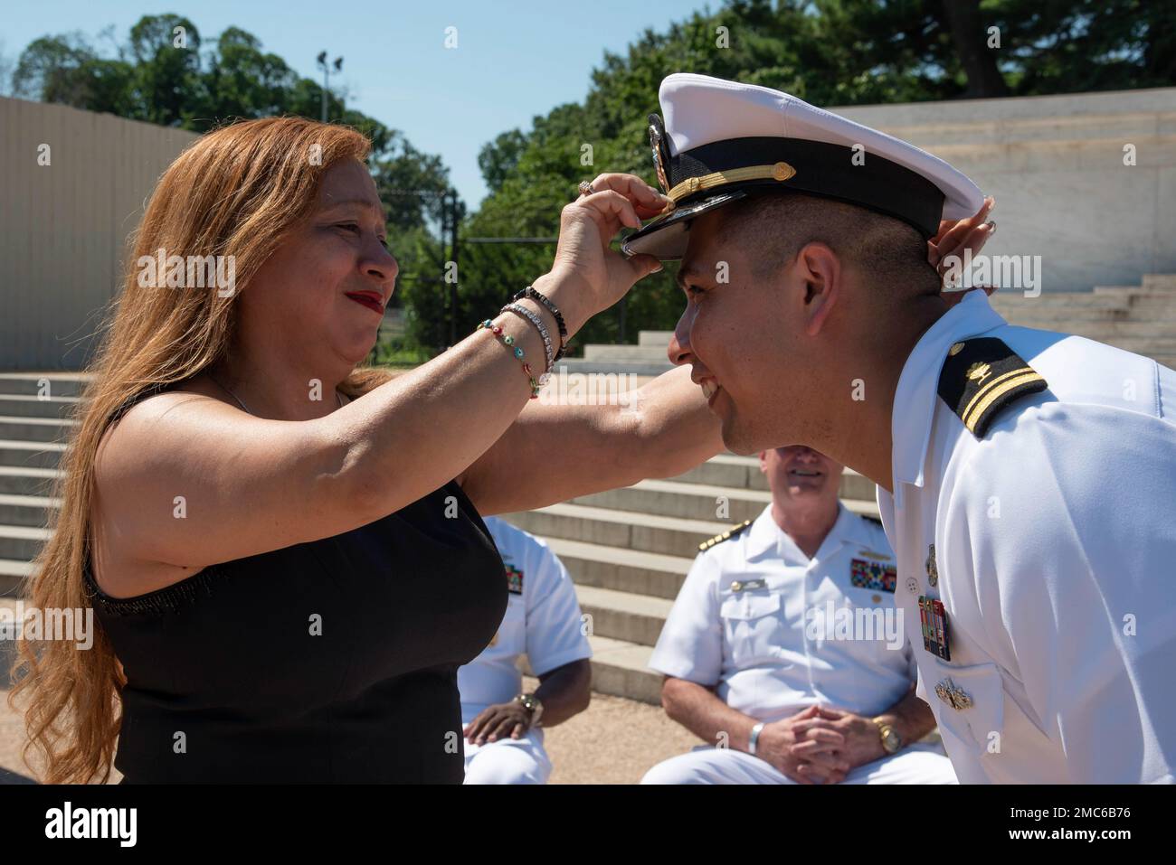 Chief Hospital Corpsman Alexis Sandoval receives his new cover from his ...