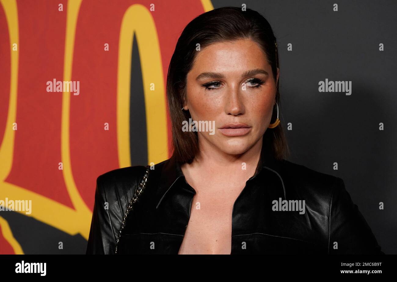 Singer Kesha poses at the premiere of the film "Studio 666," Wednesday ...