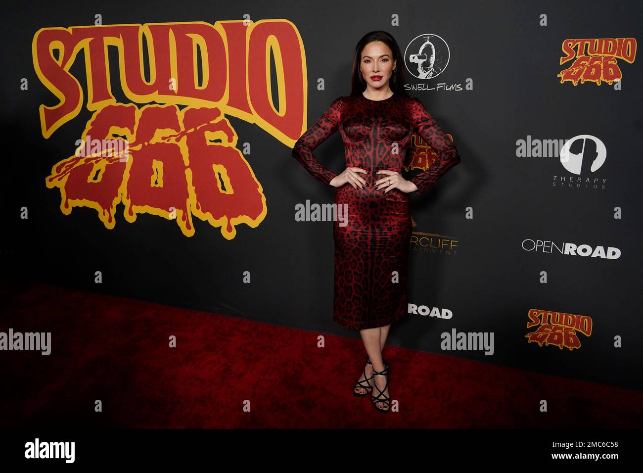 Whitney Cummings, a cast member in "Studio 666," poses at the premiere ...