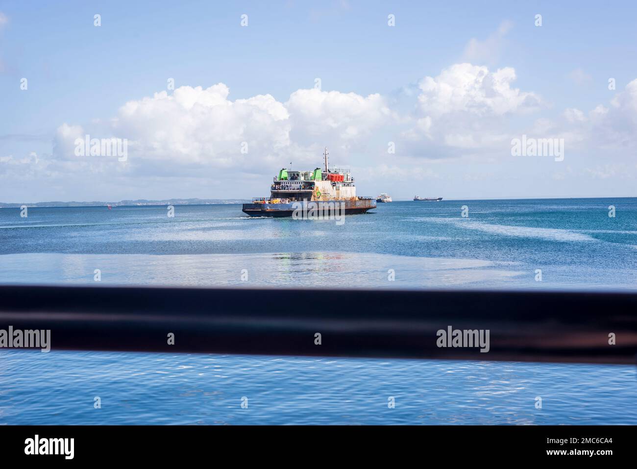 Ferry-Boat sailing in the sea, with passengers, towards the maritime ...