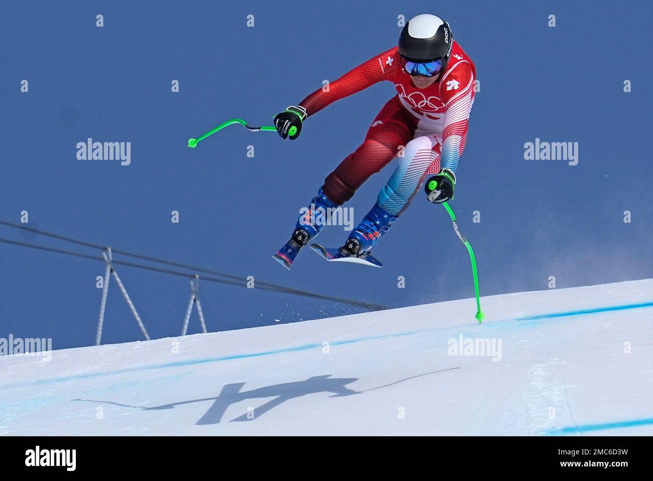 Priska Nufer of Switzerland makes a jump during the women's combined ...