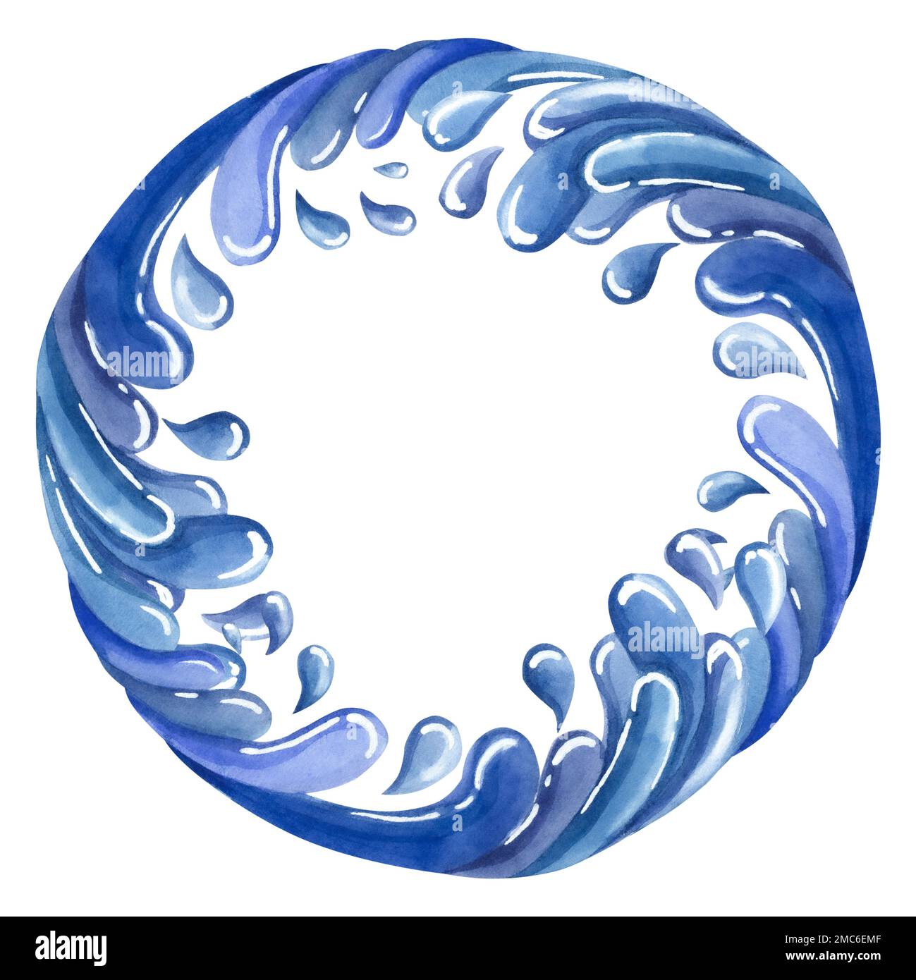 Round frame made of splashes blue water. Design element. Songkran ...