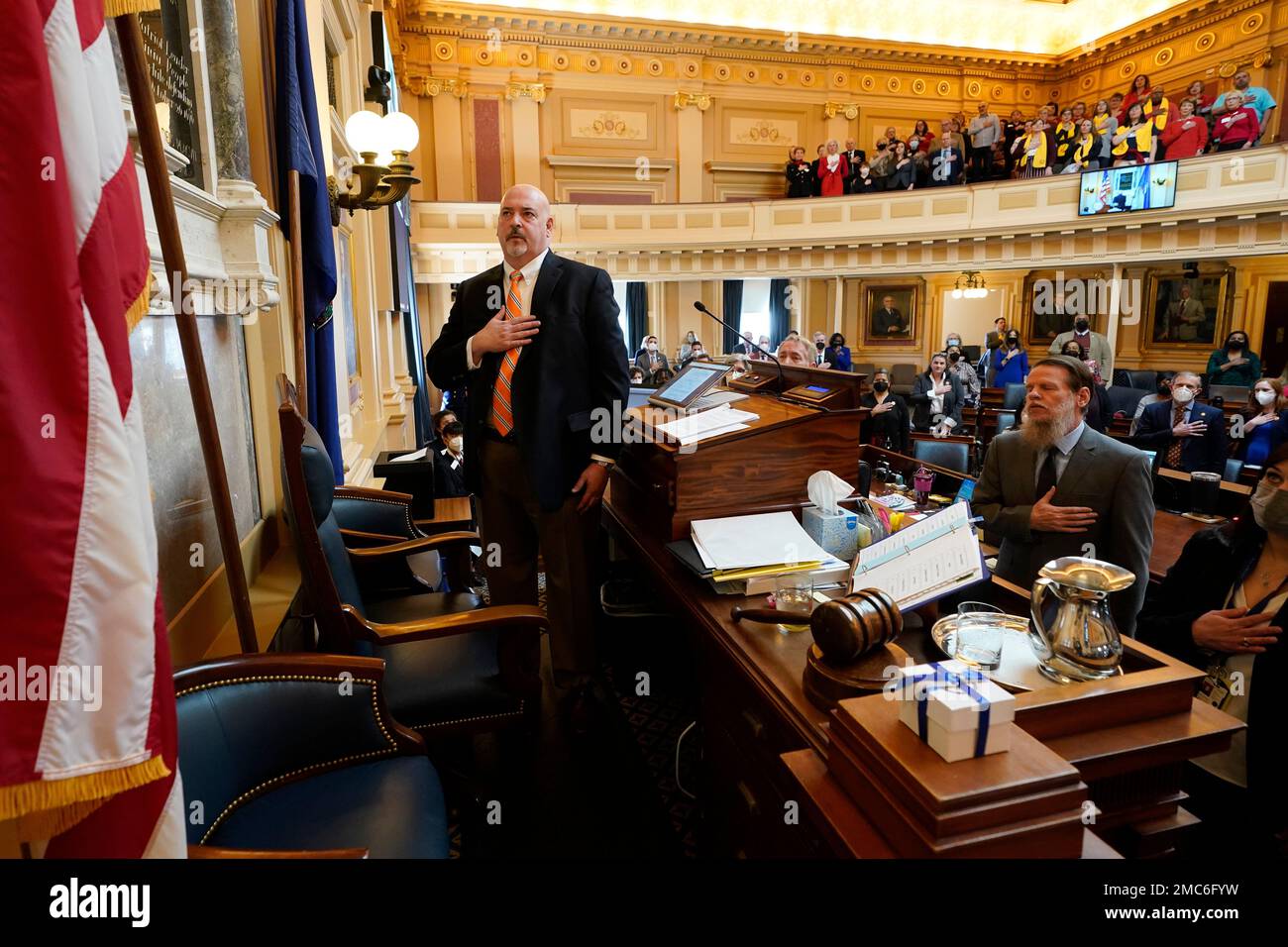 Virginia House speaker Todd Gilbert, R-Shenandoah, leads the Pledge of ...