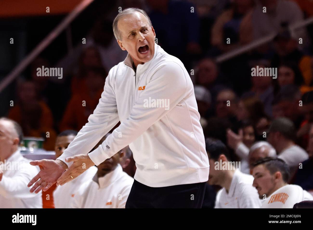Tennessee head coach Rick Barnes yells to his players during the first ...