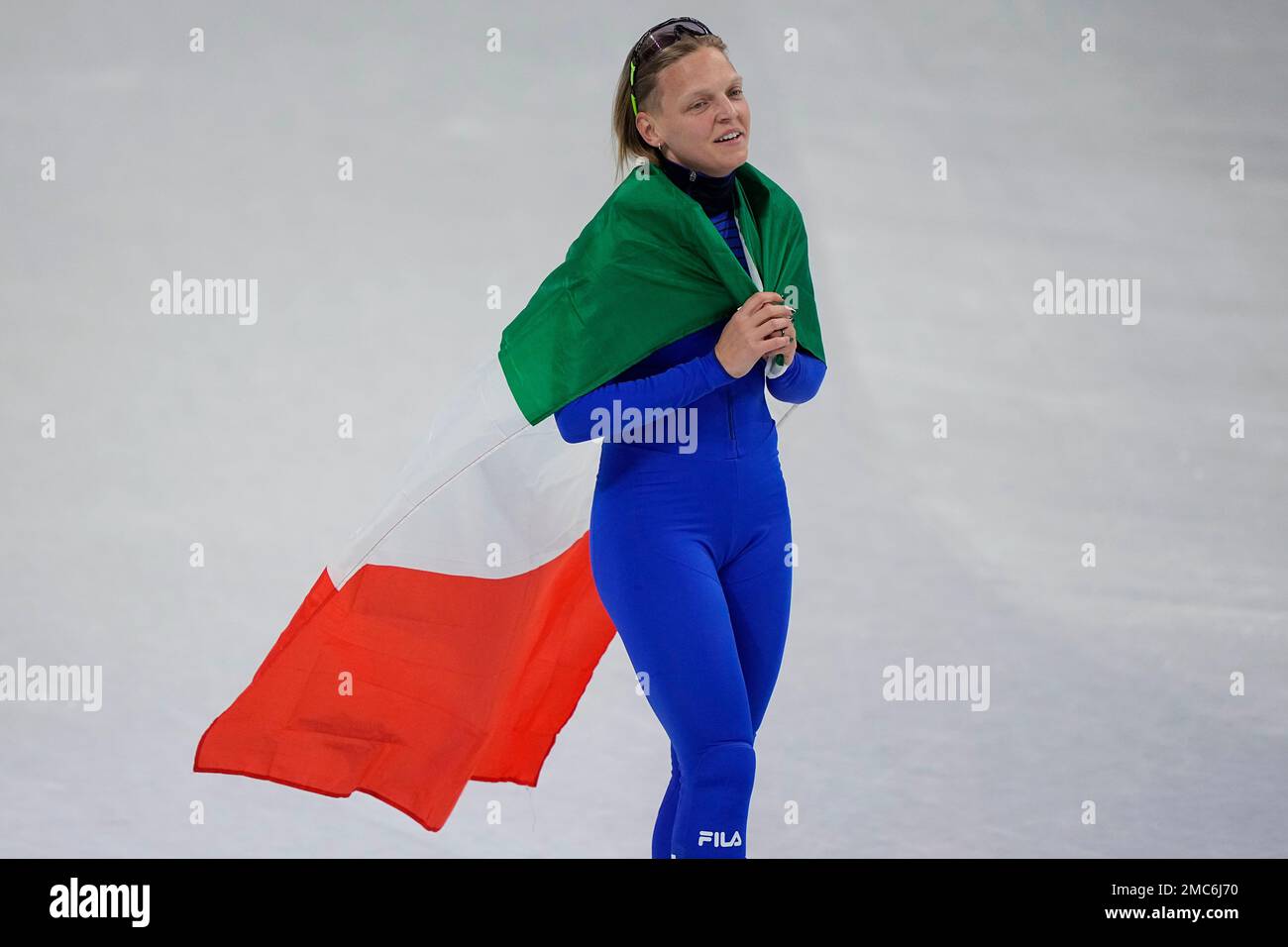 Arianna Fontana of Italy, reacts after her second place finish in the ...